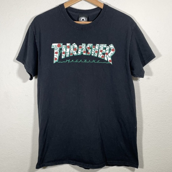 Thrasher | Shirts | Thrasher Magazine Roses And Thorns Black Skateboard Graphic T Shirt Size ...